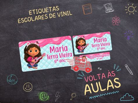 Etiqueta Escolar a Casa Mágica da Gabby 90un Frete Grátis Elo7