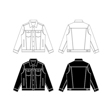 Premium Vector Vector Denim Jacket Flat Sketch Western Jacket White