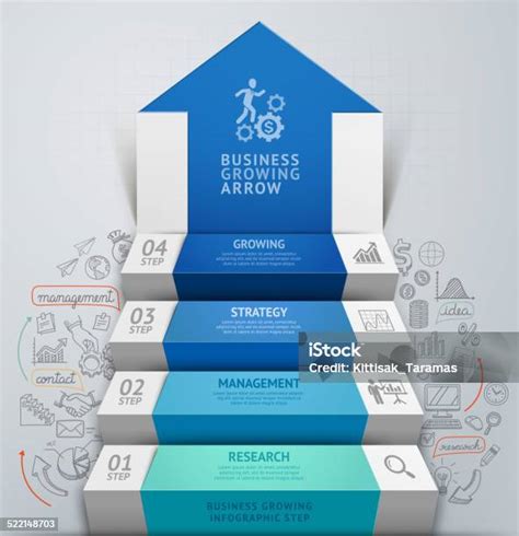 3 D 비즈니스 화살표 호봉 계단 인포그래픽 인포그래픽에 대한 스톡 벡터 아트 및 기타 이미지 인포그래픽 계단 화살표 Istock
