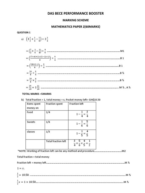 Mathematics Marking Scheme Pdf Area Mathematics
