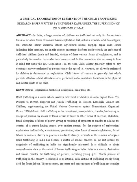 Satvinder Kaur Paper Pdf Human Trafficking Sexual Slavery