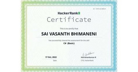 Sai Vasanth On Linkedin C Hackerrank