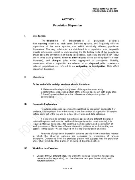 Population Dispersion Patterns Identifying Dispersion Of Plant Species