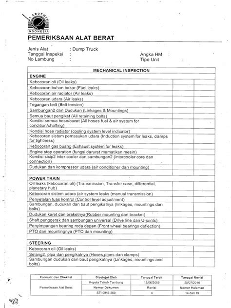 Form Inspeksi Dt Pdf