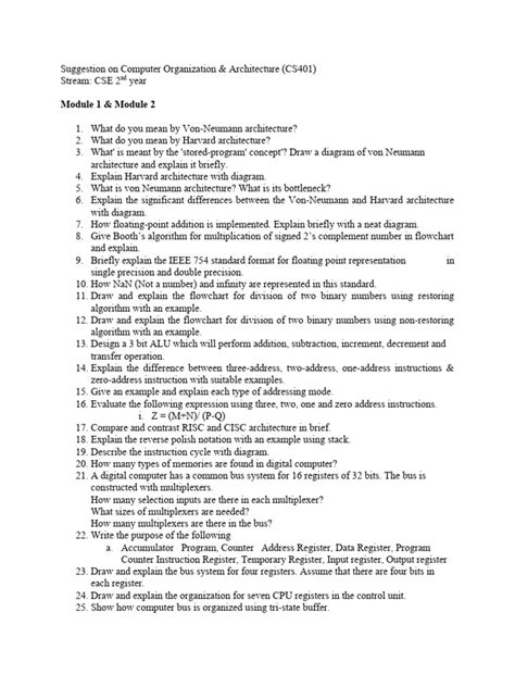 Suggestion On Computer Organization And Architecture Cs401 Pdf Cpu