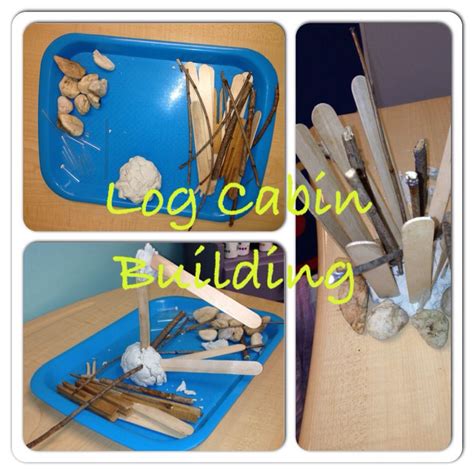 Log Cabin Building Materials Popsicle Sticks Sticks Rocks Play