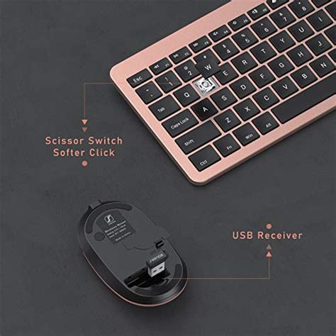Seenda Rechargeable Wireless Keyboard Mouse Combo Full Size Cordless Keyboard And Mouse Sets With
