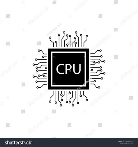 Black Cpu Logo On White Background เวกเตอร์สต็อก ปลอดค่าลิขสิทธิ์