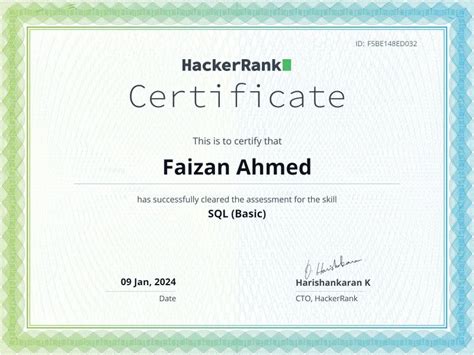 Faizan Ahmed On Linkedin Hackerrank Sql Database