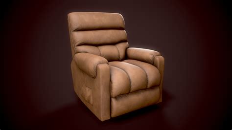 Artstation Photorealistic Asset Brown Leather Recliner