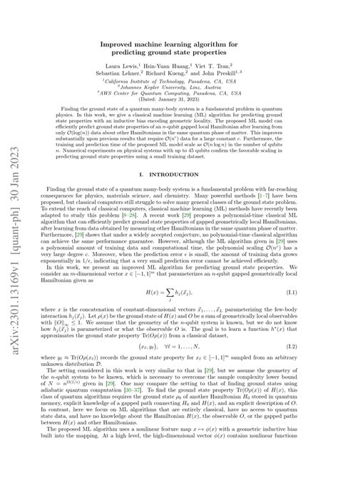 Pdf Improved Machine Learning Algorithm For Predicting Ground State