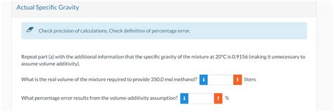 Solved Actual Specific Gravitycheck Precision Of