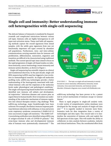 Pdf Single Cell And Immunity Better Understanding Immune Cell Heterogeneities With Single