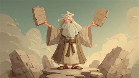 Moses Cartoon Character Illustration Ten Commandments Religious