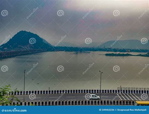 Beautiful View Of Prakasam Barrage On Krishna River In Vijayawada
