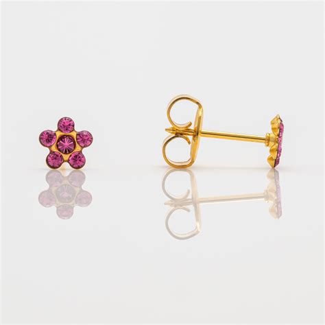 Studex Uk Gold Plated 6 Stone Daisy Rose