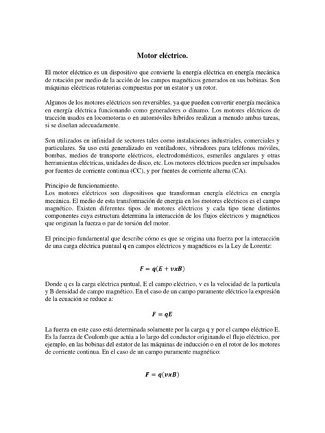 Motor Eléctrico Pdf Motor Eléctrico Ingenieria Eléctrica
