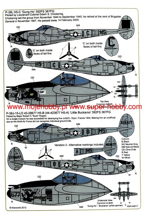 Lockheed P 38 E F J Lightning Decal Sheet Kits World 144017