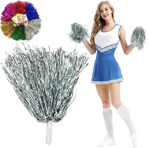 1pcs Cheerleader Pom Poms Multi Colors Pom Poms With Baton Handle