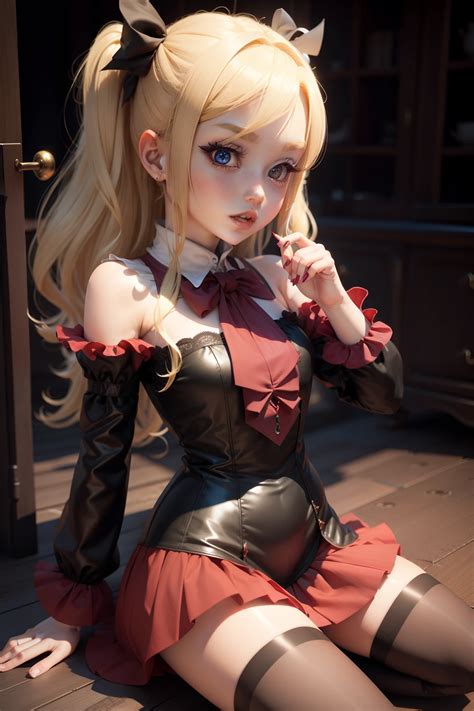 드레스와 고양이 귀를 입은 여자의 클로즈업 Seaart Ai