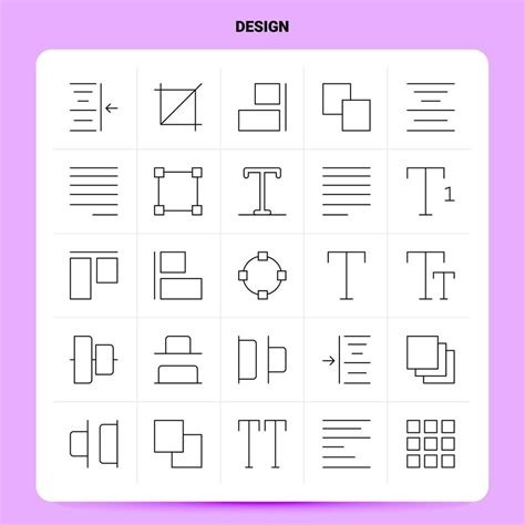 Outline 25 Design Icon Set Vector Line Style Design Black Icons Set Linear Pictogram Pack Web