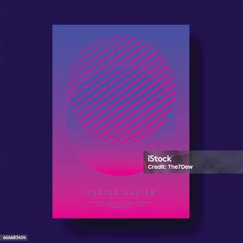 Lingkaran Abstrak Dengan Desain Sampul Garis Geometris Template