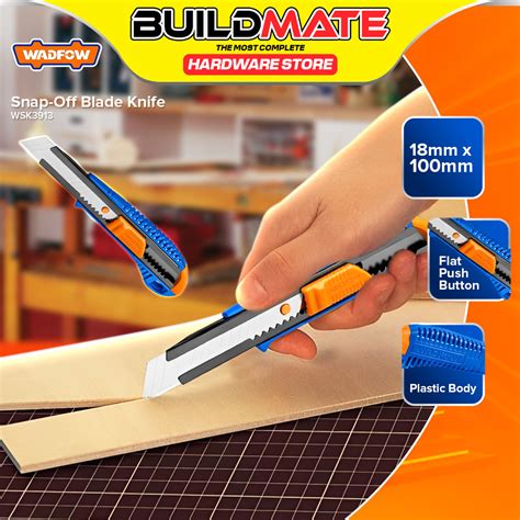 Buildmate Wadfow Snap Off Blade Knife 18x100mm With Flat Push Button S