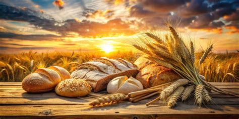 Golden Wheat And Artisan Bread Intertwined A Captivating Double Exposure Bakery Photography Of