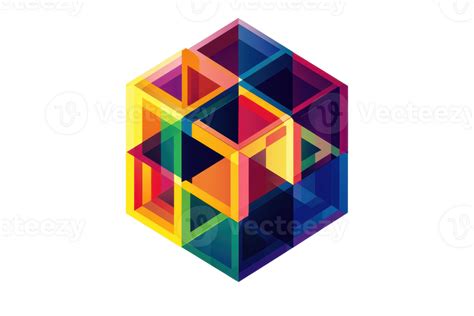 Vibrant Geometric Cube With Colorful Interlocking Patterns Creating A Dynamic And Abstract