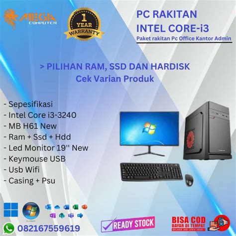 Promo Paket Pc Komputer Kantor Core I3 3240 Ram Ssd Hdd Cek Varian Duk Diskon 23 Di Seller