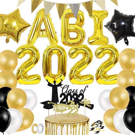 Abi Decorative Balloons Graduation Decoration 2022 Black Gold ABI