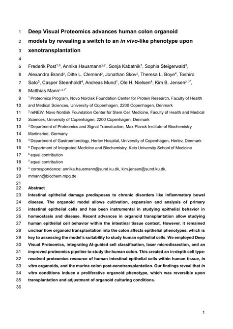 Pdf Deep Visual Proteomics Advances Human Colon Organoid Models By Revealing A Switch To An In