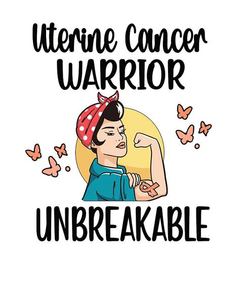 Uterine Cancer Warrior Endometrial Cancer Ribbon Digital Art By Madeby