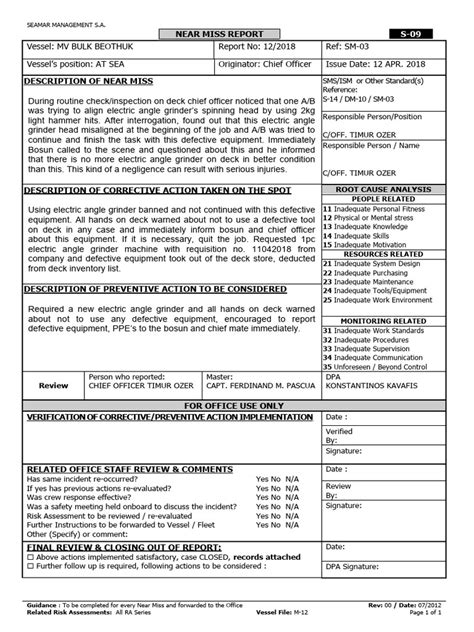 s 09 0 near miss report faulty electric angle grinder 021341