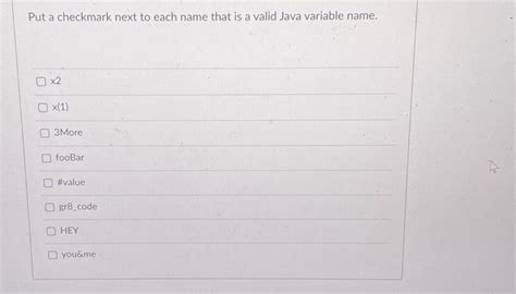 Solved Put A Checkmark Next To Each Name That Is A Valid