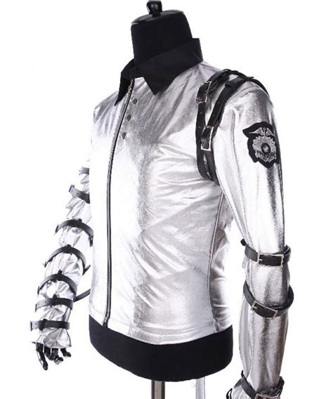 Silver Michael Jackson Bad World Tour Jacket With Belted Buckle
