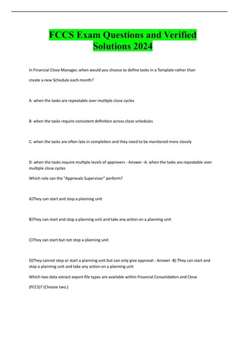 Fccs Exam Questions And Verified Solutions 2024 Fccs Stuvia Us