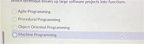 Solved Agile Programmingprocedural Programmingobject