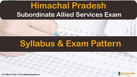 Syllabus For HP Subordinate Allied Services Exam