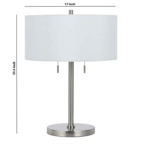 Metal Body Table Lamp With Fabric Drum Shade And Pull Chain Switch