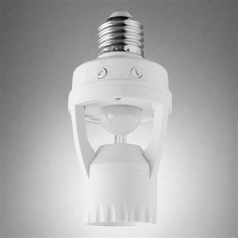 Cgc E27 Lampholder Adapter With Built In Pir Motion Sensor Ip20 White