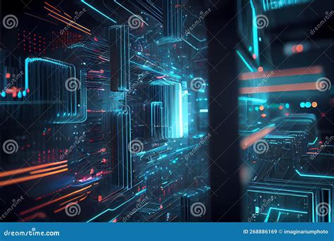 Render Of A Macro View Of A Futuristic Electronic Circuit Board With