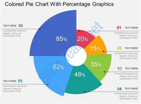 Colored Pie Chart With Percentage Graphics Flat Powerpoint Design