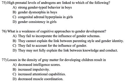 Solved 75 High Prenatal Levels Of Androgens Are Linked To
