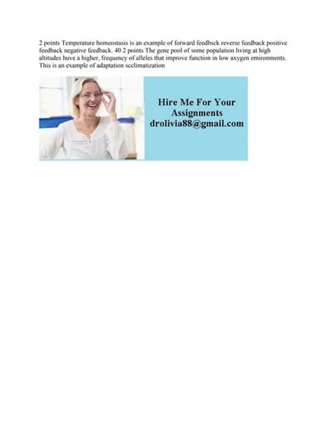 2 Points Temperature Homeostasis Is An Example Of Forward Feedbsck Rev Pdf