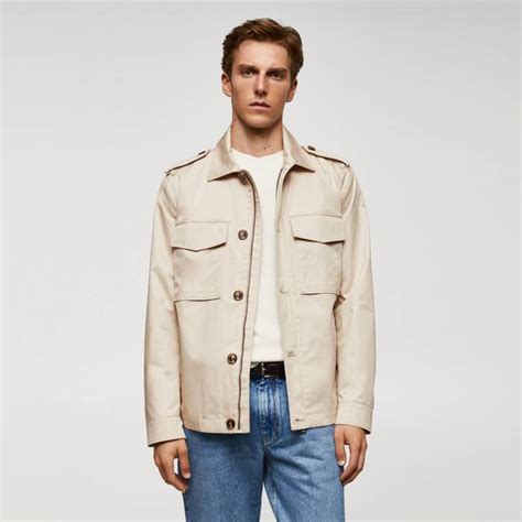 Mango Man Chaqueta 100 Algodón Bolsillos Hombre Mango Man