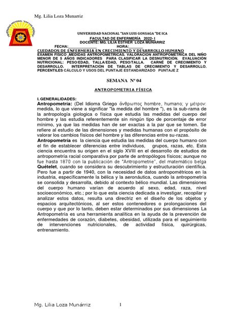 Antropometria Clase 04 Pdf Antropometría Índice De Masa Corporal