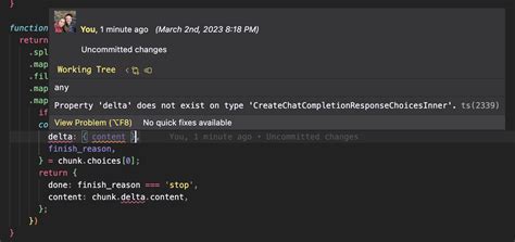 No Ts Type For Streamed Data — Uses `message` Instead Of `delta