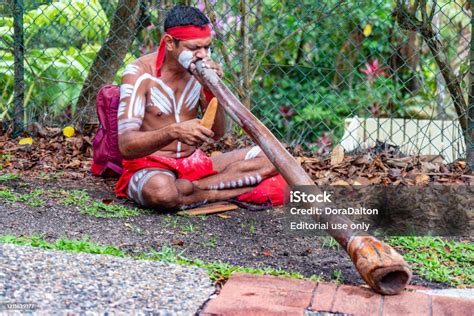 Traditional Aboriginal Didgeridoo Instrument At Kuranda Railway Station