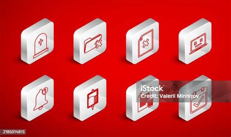 확인 표시가 있는 라인 캘린더 폴더 삭제 파일 문서 죽은 노트북 툼스톤 십자가 Iv 백 및 벨 아이콘을 설정합니다 벡터 3차원 형태에 대한 스톡 벡터 아트 및 기타 이미지